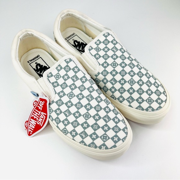 Vans | Shoes | Vans X Louis Vuitton Unisex White Grey Checkered Slipon ...